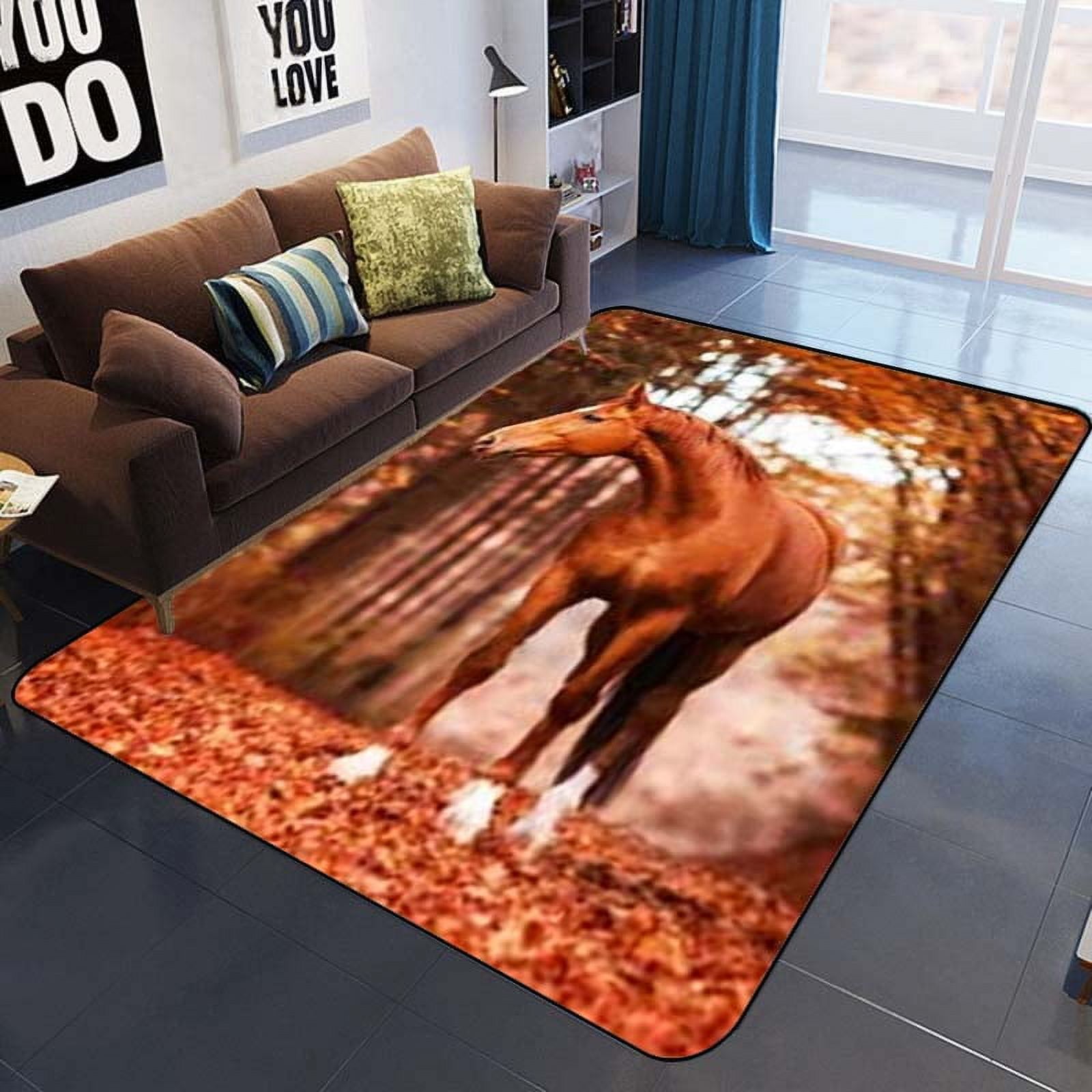 Cute horses strong black horse white horse pattern decorative carpet ...