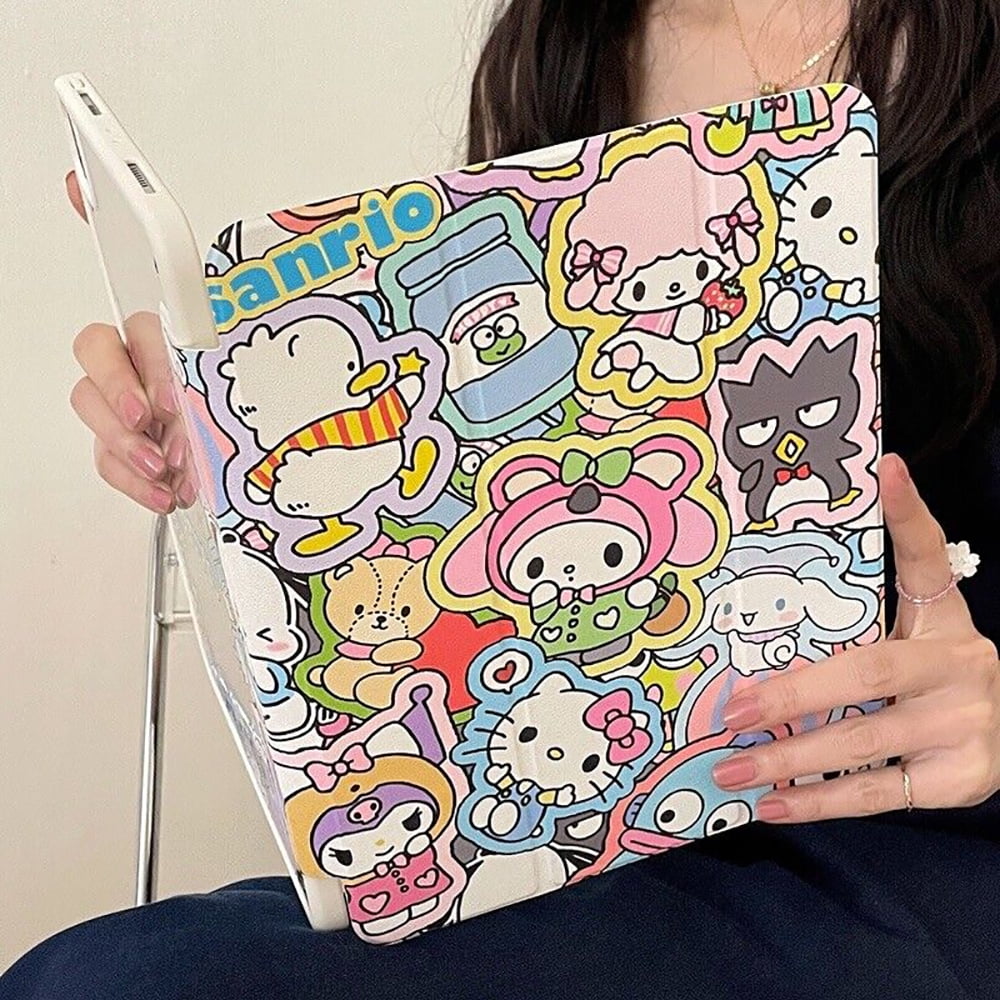 Cute iPad protective case cartoon animation with pen slot anti-fall ...