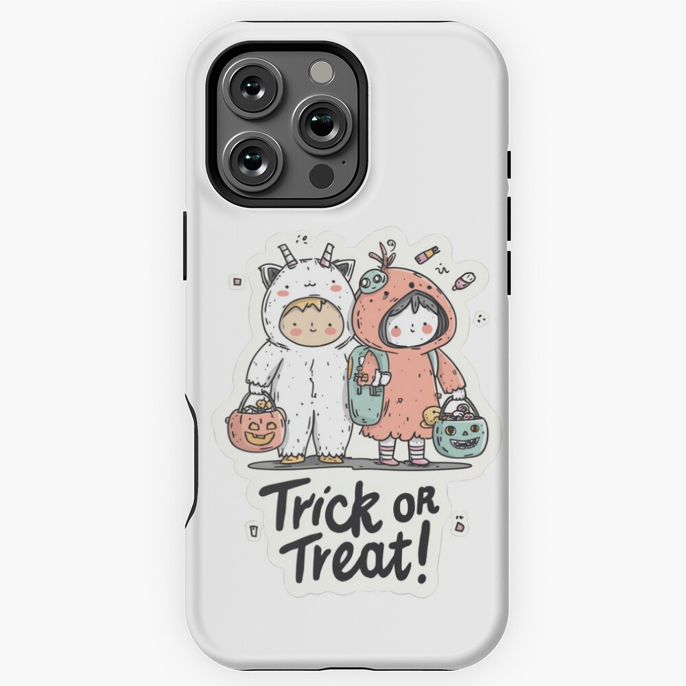 Cute kids in Halloween costumes with candy buckets Phone Case for ...
