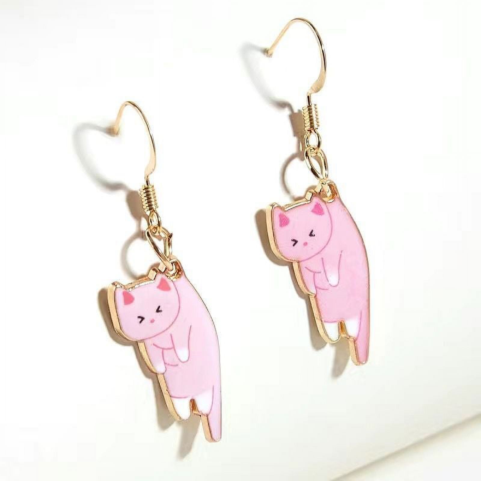 Cute kitten ear hook earrings sweet fresh texture simple cartoon cat ...