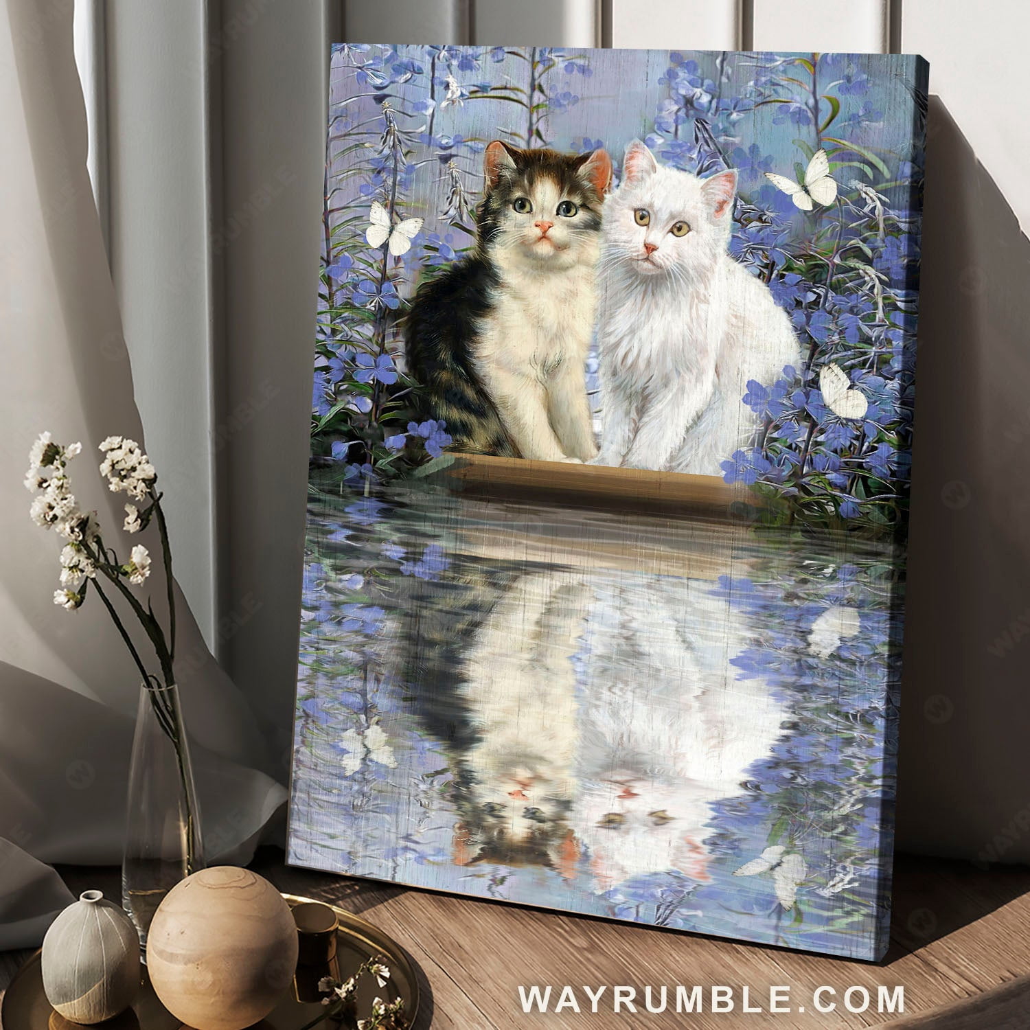 Cute kittens, Water reflection, Campanula flower - Jesus Portrait ...