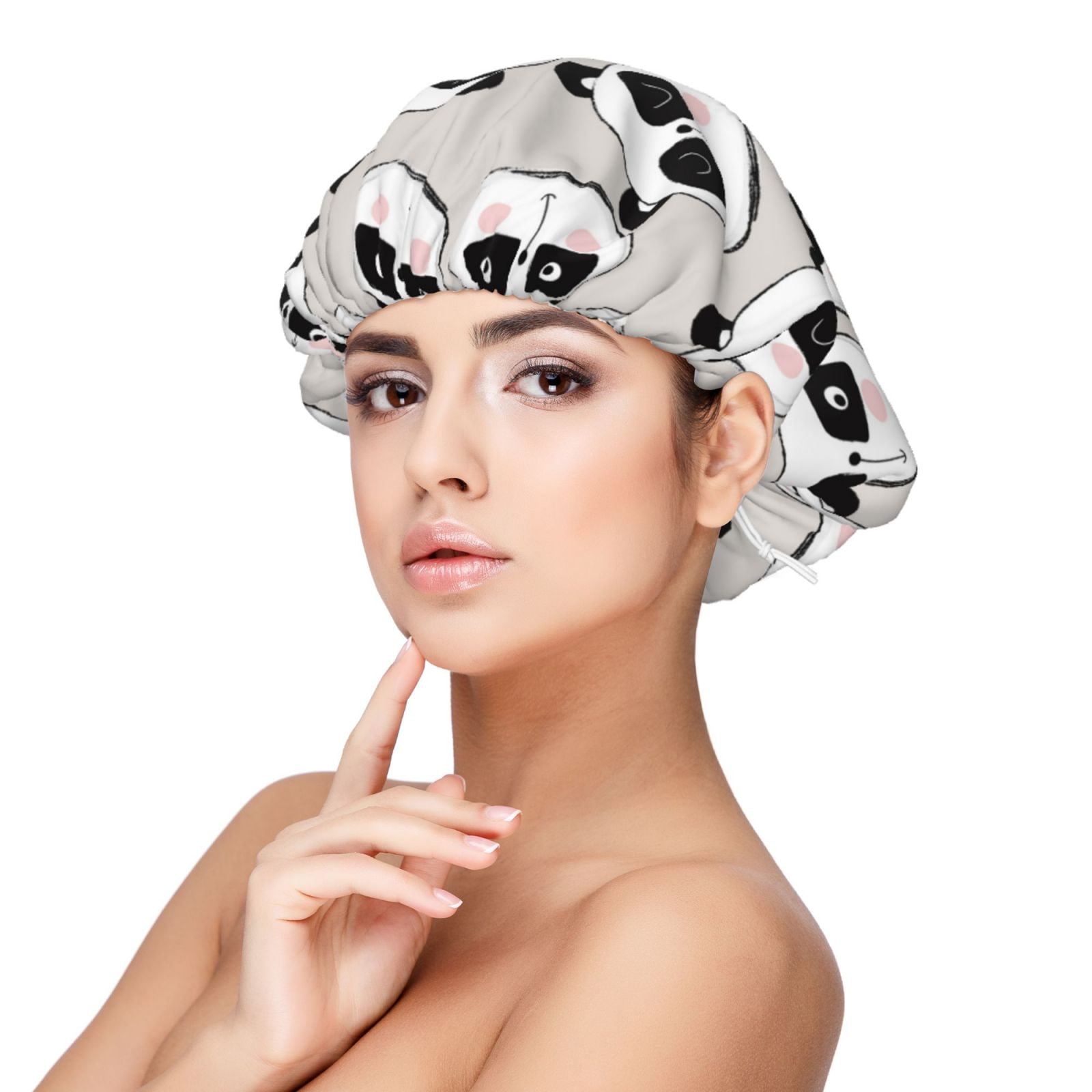 Cute panda A Silk Bonnet for Sleeping Women/Men, Adjustable Elastic ...