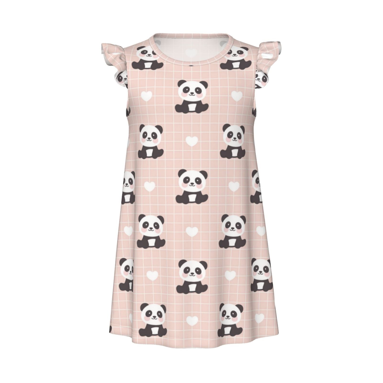 Cute panda print A Girls Nightgowns, Short Sleeves Princess Dress ...