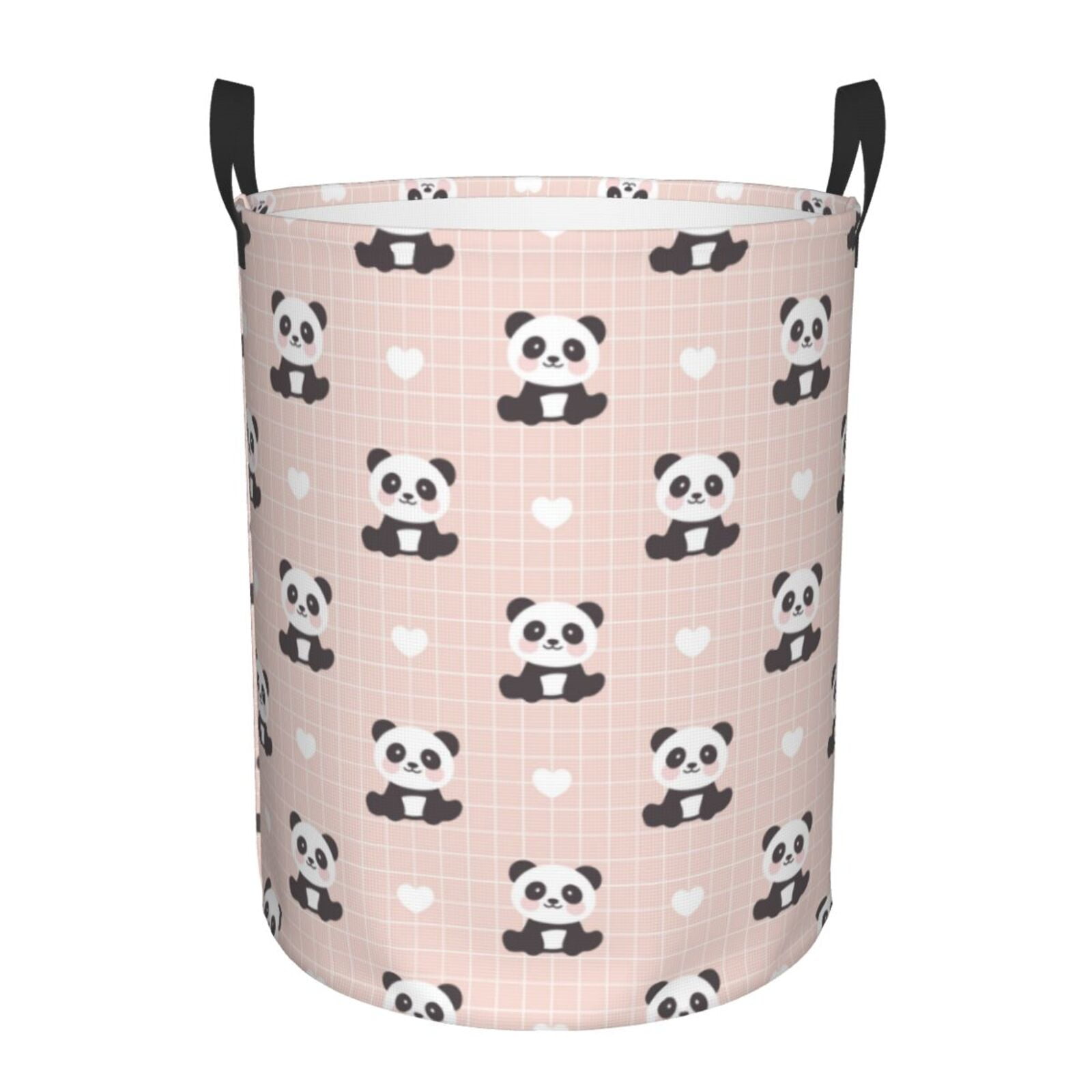 Cute panda print A Round Laundry Basket, Laundry Hamper with Handle ...