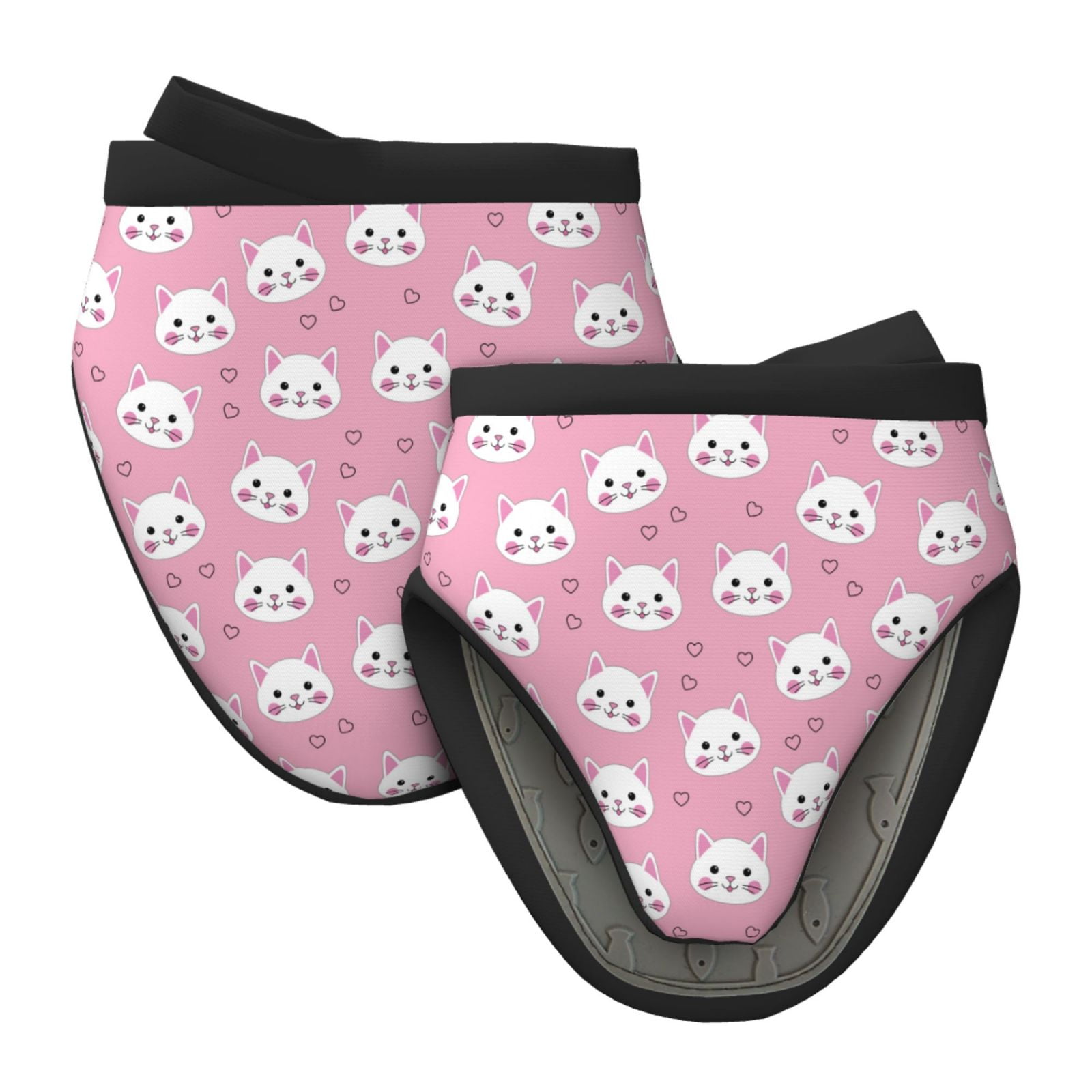 Cute pink cat Oven Mitts Heat Resistant - Soft Lining Silicone Mini ...