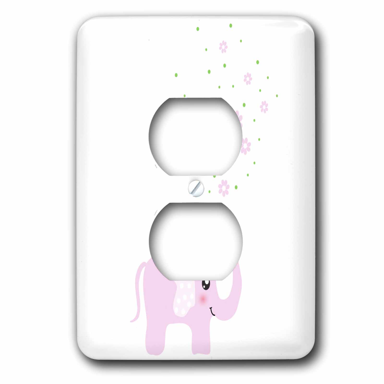 Cute pink elephant blowing flowers from trunk - girly kawaii kids ...