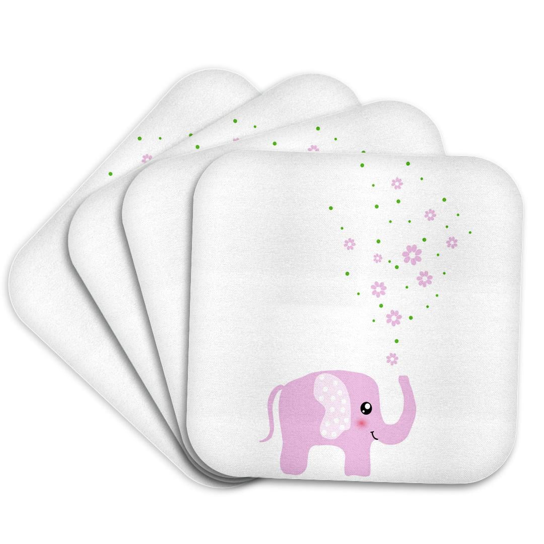3dRose, Cute pink elephant blowing flowers from trunk - girly kawaii ...
