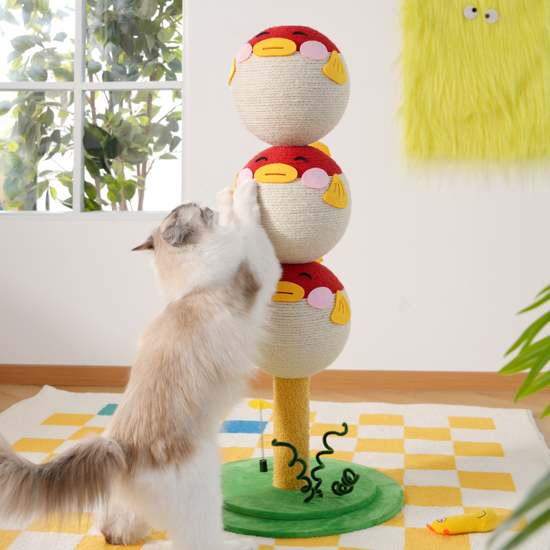 Cute puffer fish-shaped cat climbing frame, three-tier climbing tower ...