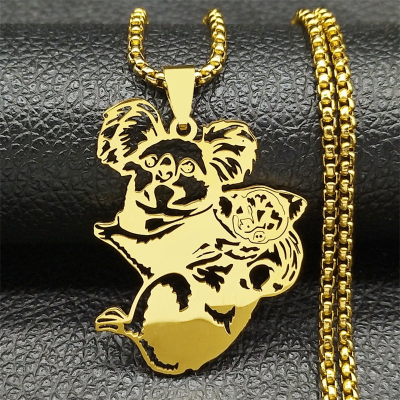 Cute raccoon Ragdoll Kitty Pendant Necklace for Women Men 14K Yellow ...