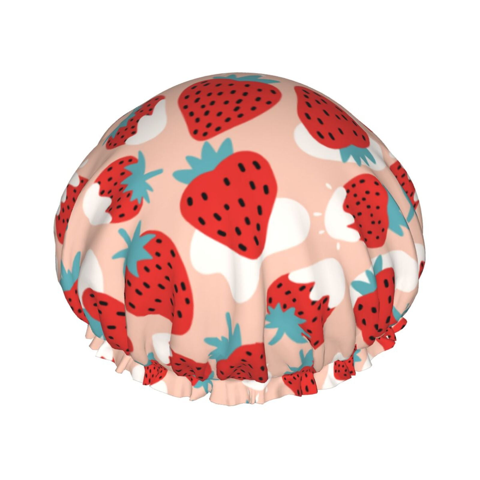 Cute strawberry print Shower Cap, Reusable Bath Hair Hat for all Hair ...