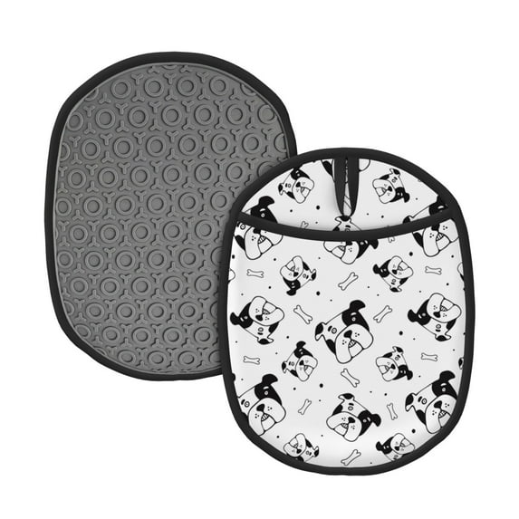 Cute white Dog black Pot Holders for Kitchen - Heat Resistant Oven ...