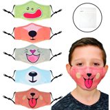 CuteRus Kids Animal Face Masks - Washable, Reusable, Adjustable Cloth ...