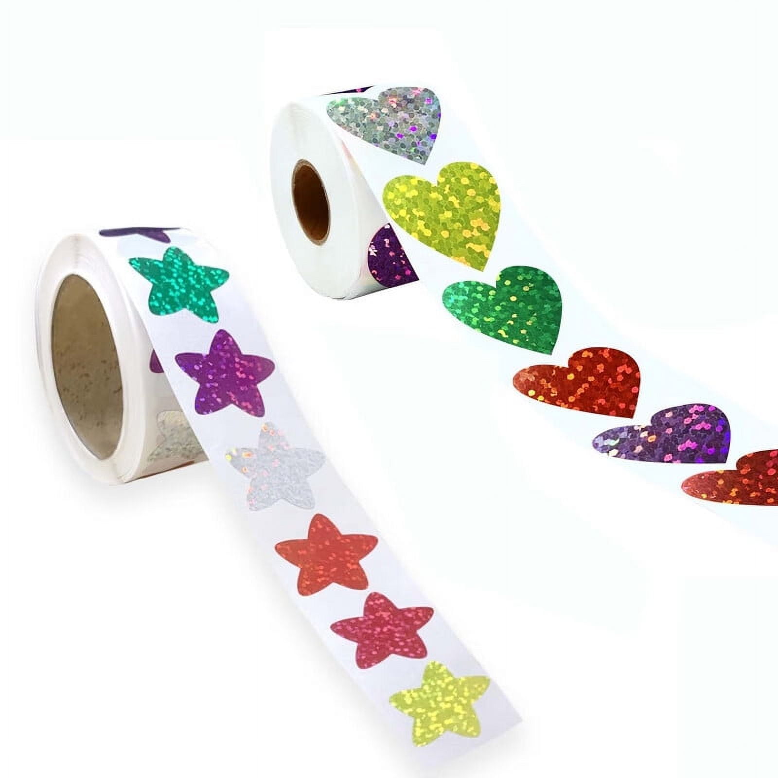 Cuteam 2 Rolls 2.5cm Shining Colorful Star Heart Shaped Star Stickers ...