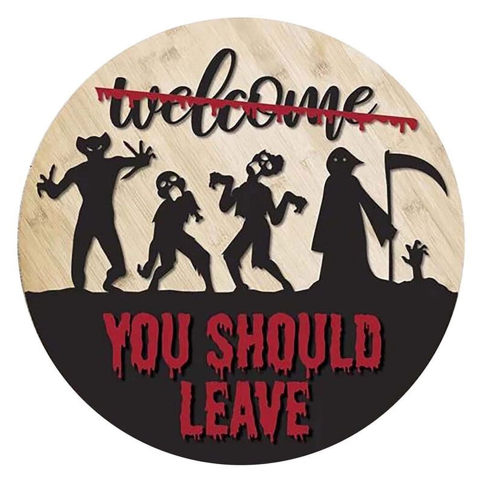 Cuteam Halloween Welcome Sign Spooky Pattern Slogans Design Front Door ...