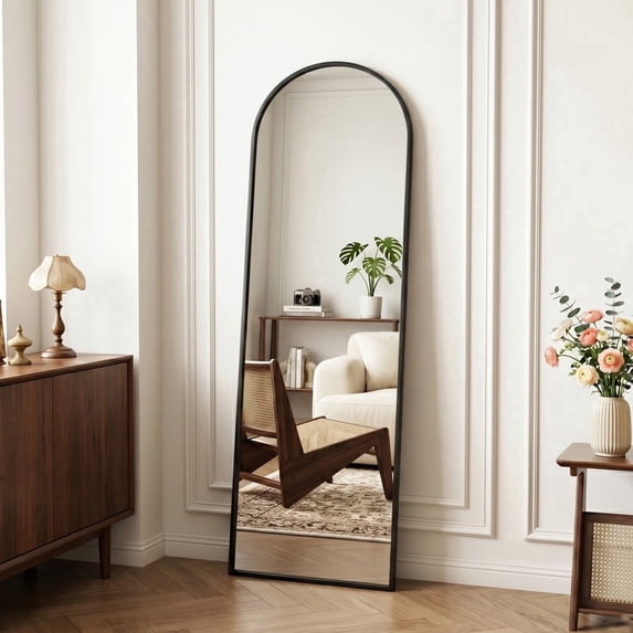 Cuteday Arched Full Length Mirror with Stand, 58"x20" Floor Standing ...