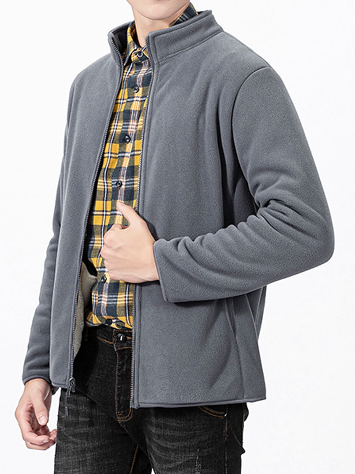 Cuteduck Jacket for Men Polar Fleece Soft Casual Warm Zipper Coat S-XXL ...