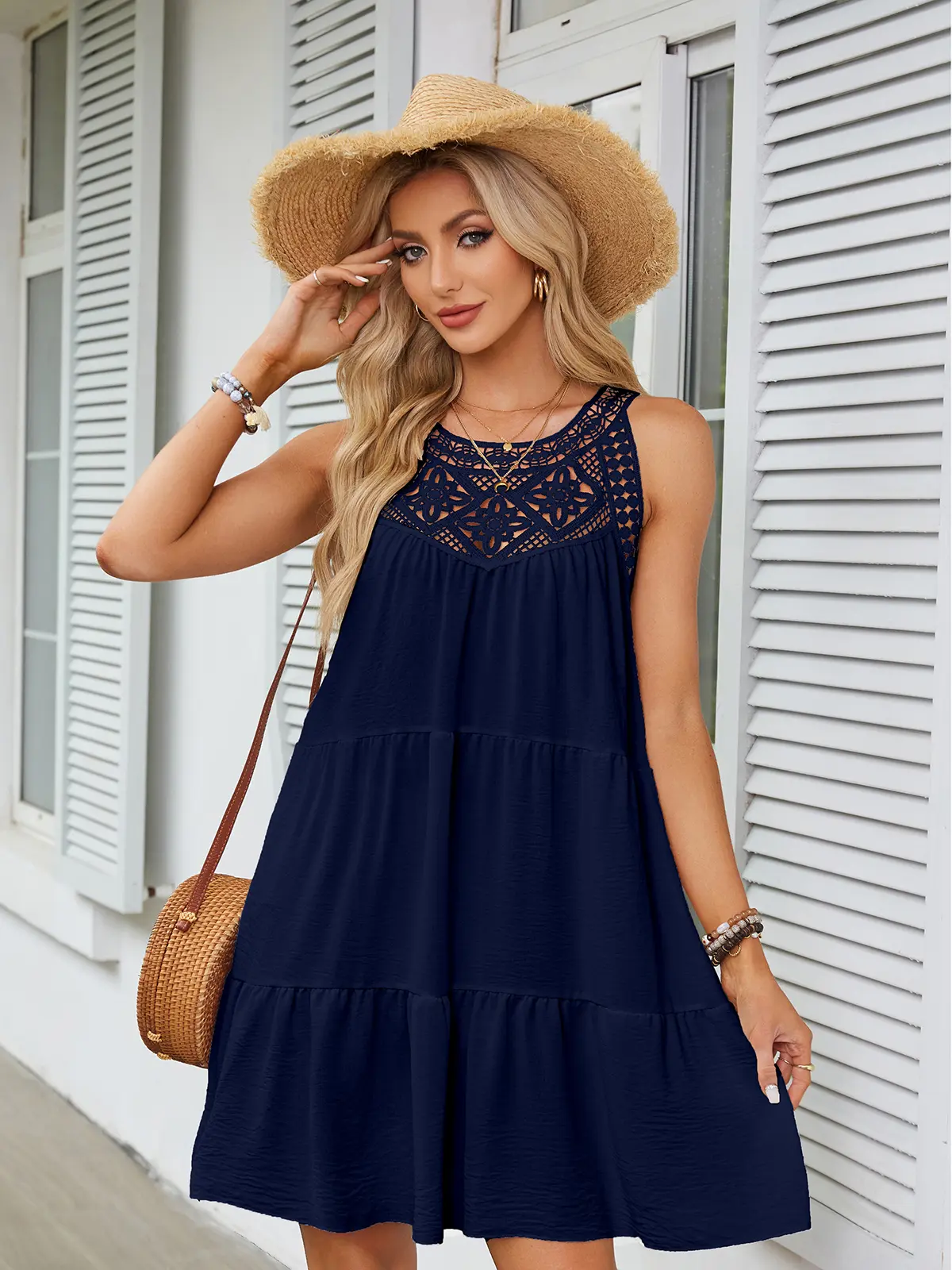 Cuteduck Summer Dresses 2024 Casual Halter Sleeveless Flowy Mini Dress ...