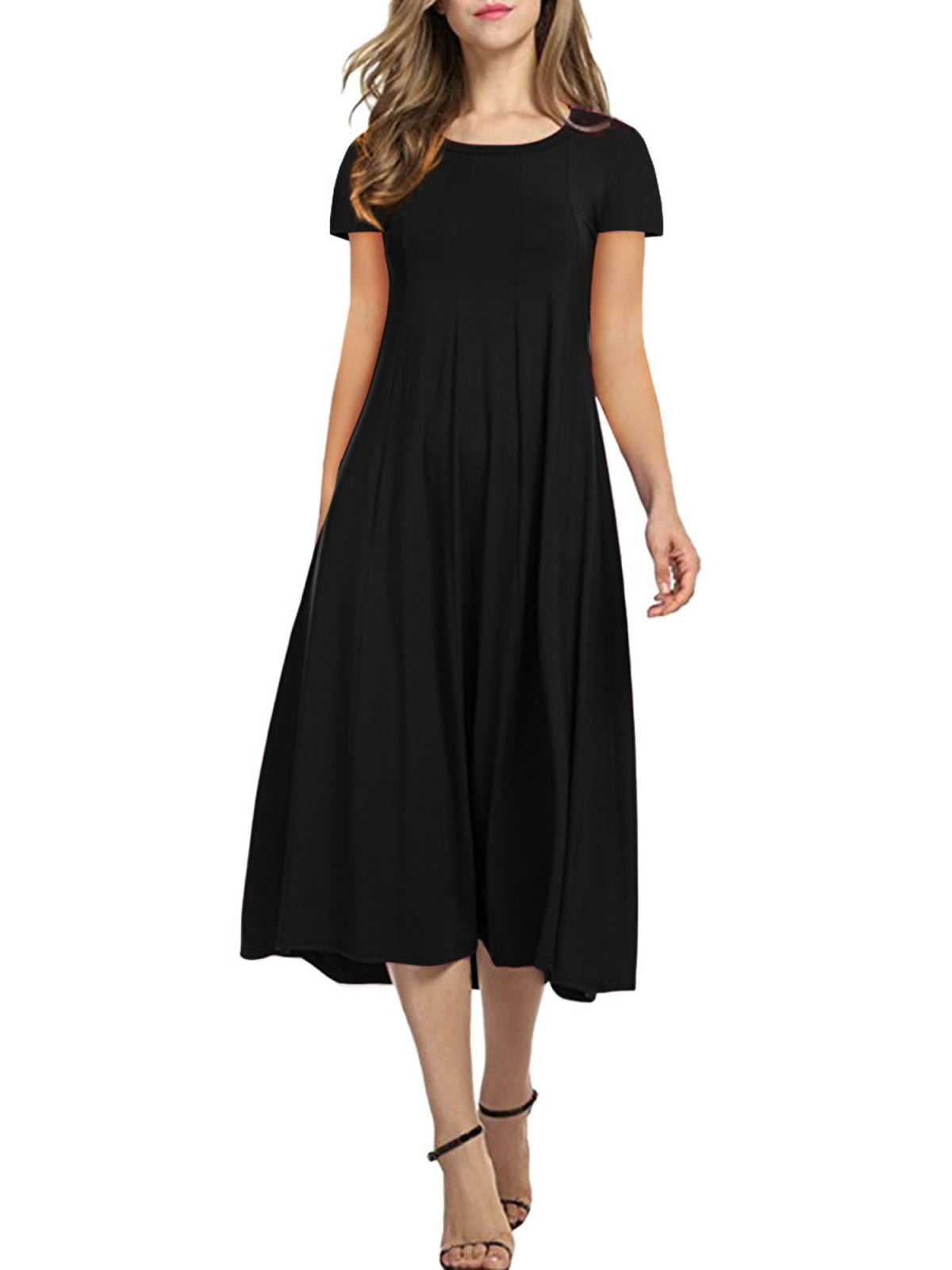 Cuteduck Women's Casual Short Sleeve Pleated T-shirt Dresses Crewneck ...
