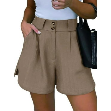 SLADYGLO Women Summer Shorts, Cotton Blend Casual High Waisted Layered ...