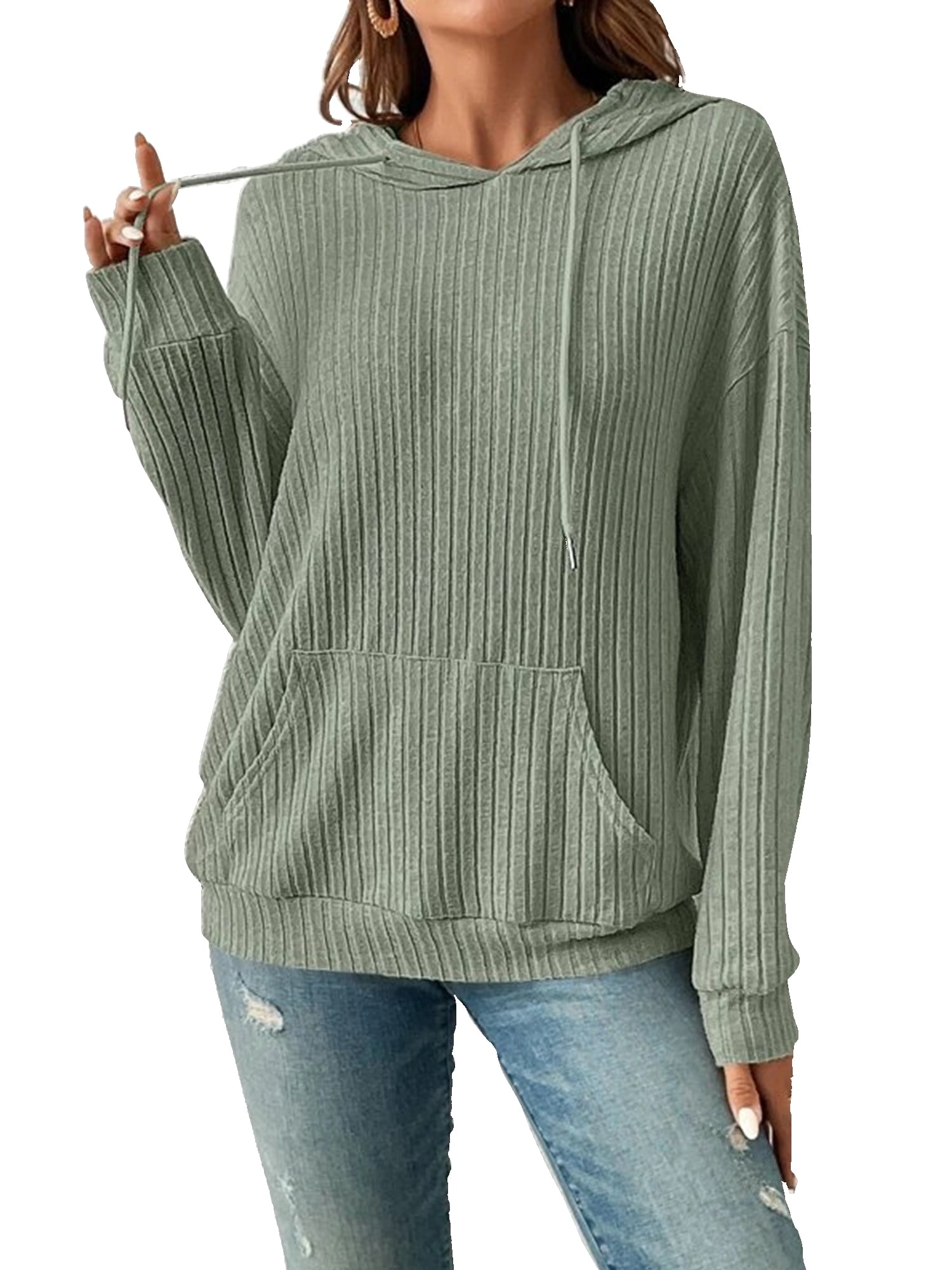 Cuteduck Womens Hoodies Long Sleeve Drawstring Jumpers Sweatshirt with ...