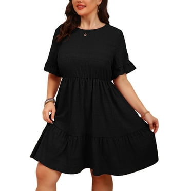 JMS Just My Size by Hanes Women's Plus 3/4 Sleeve Tiered Dress ...