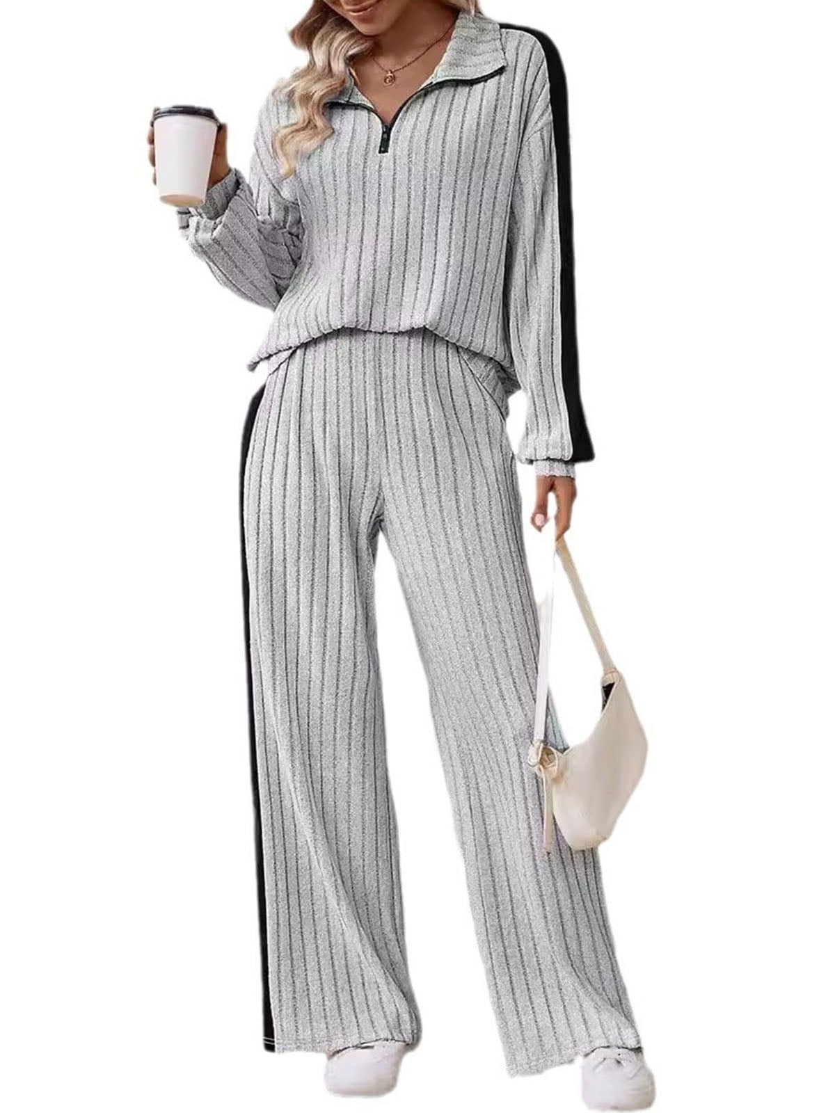 SIEANE Womens Plus Size Two Piece Lounge Tracksuit Sweatsuit Sets Long ...
