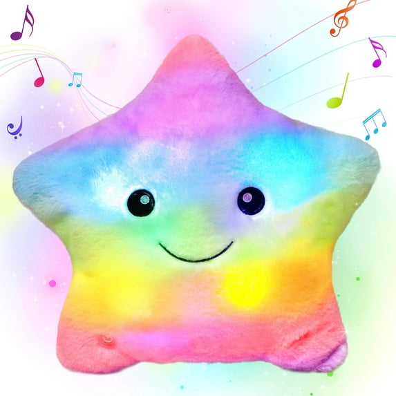 Cuteoy 13" Musical Rainbow Star Plush Pillow Glowing Twinkle Night ...
