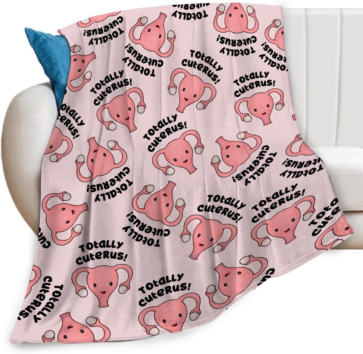 Cuterus Uterus Cervix Throw Blanket OBGYN Hysterectomy Pink Print ...