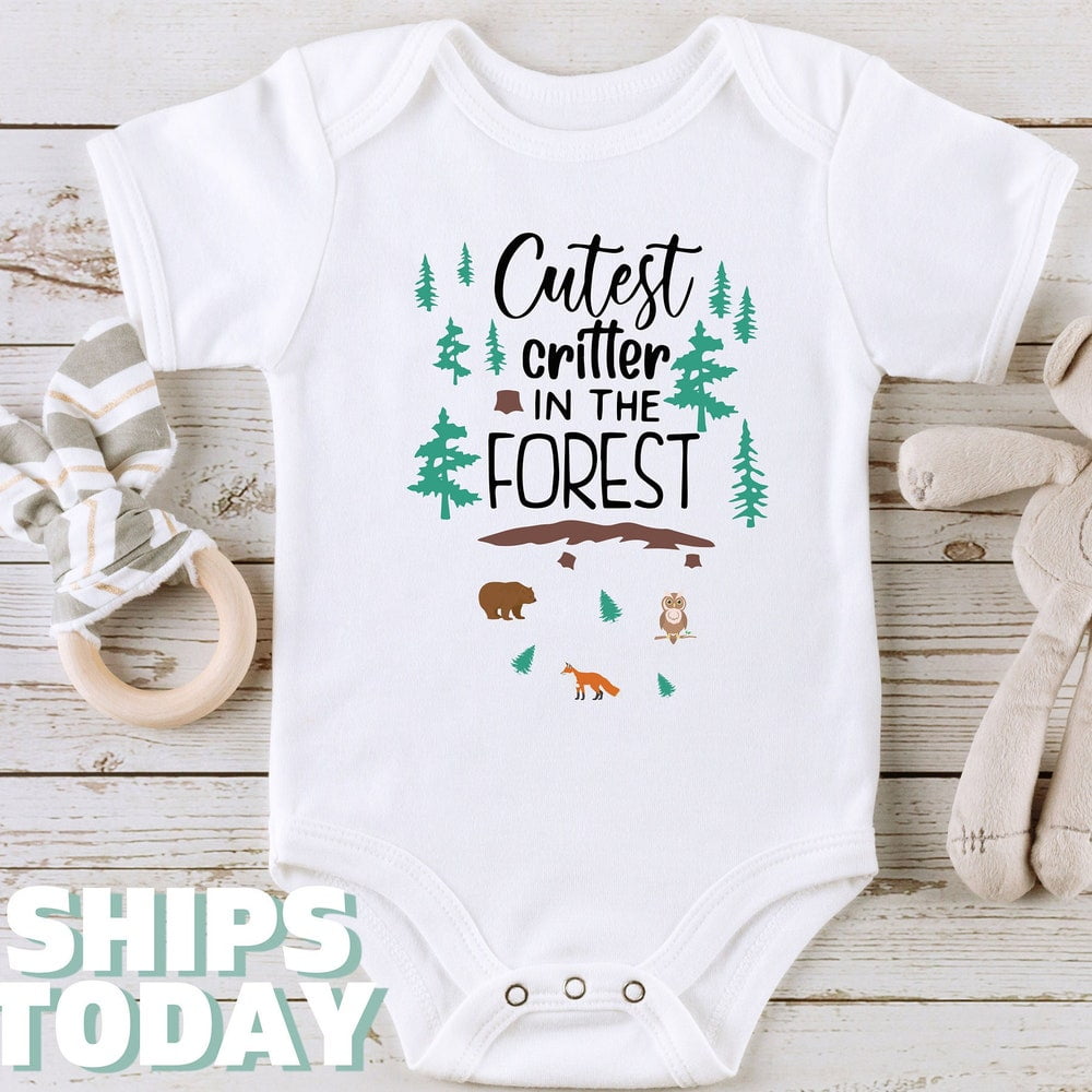 Cutest Critter In The Forest Onesies Woodland Animals Baby Shower Gift ...
