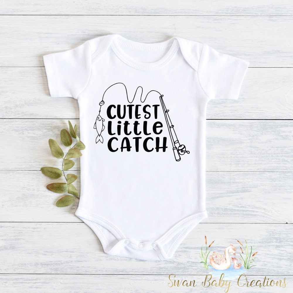 Cutest Little Catch Bodysuit, Adorable Fishing Themed Baby Bodysuit ...