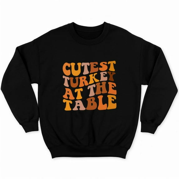 Cutest Turkey At The Table Funny Thanksgiving Kids Baby Graphic Print ...