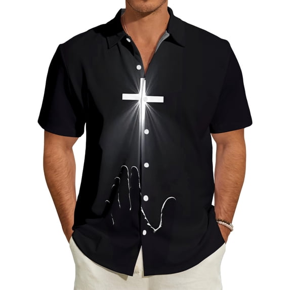 Cutever Christian Button Down Shirts for Men Jesus Print Fashion ...