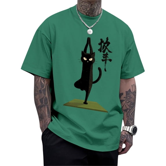 Cutever Funny Cat Shirts Oversized Crewneck Japanese Kawaii Anime Cat T ...