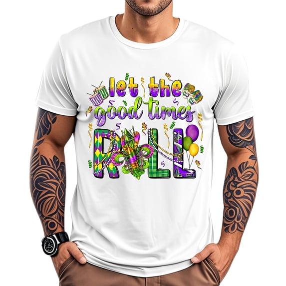 Cutever Mens Mardi Gras T Shirt Let The Good Times Roll Casual Crewneck ...