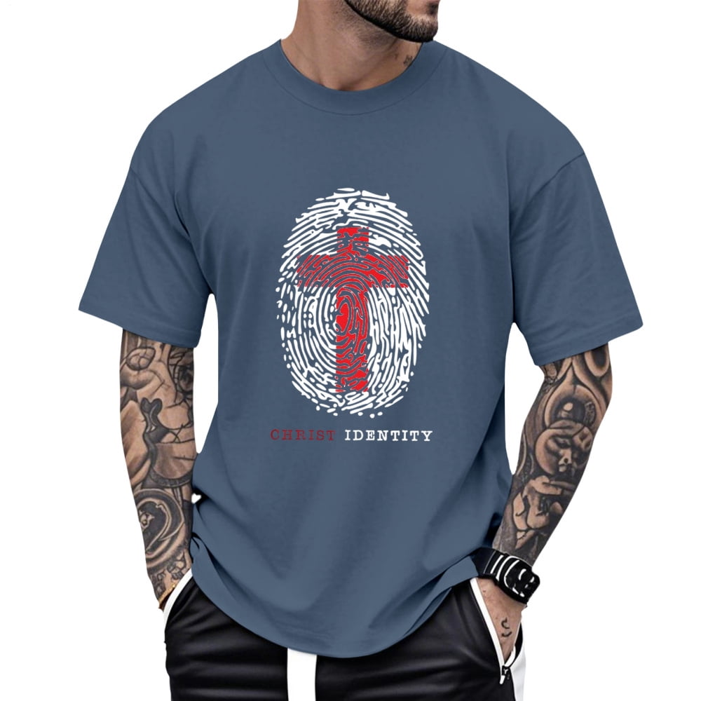 Cutever Religious Shirts for Men Fingerprint Cross Christ Identify T ...