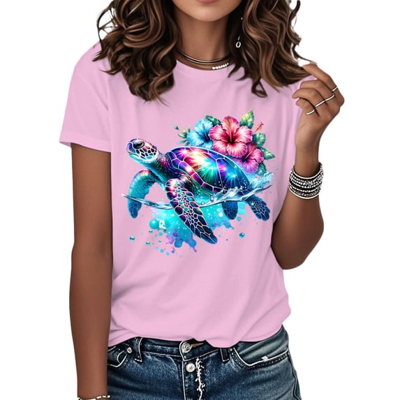 Cutever Sea Turtle Shirts for Women Crew Neck Fashion Printed T Shirts ...