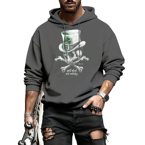 Cutever St Patricks Day Hoodies for Men Skull Print Fashion Drawstring ...