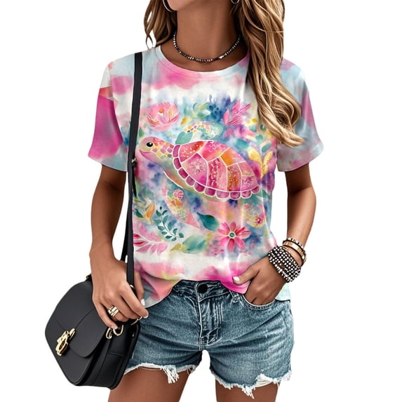 Cutever Turtle Shirts for Women Tie Dye Short Sleeve Hawaiian T Shirts ...