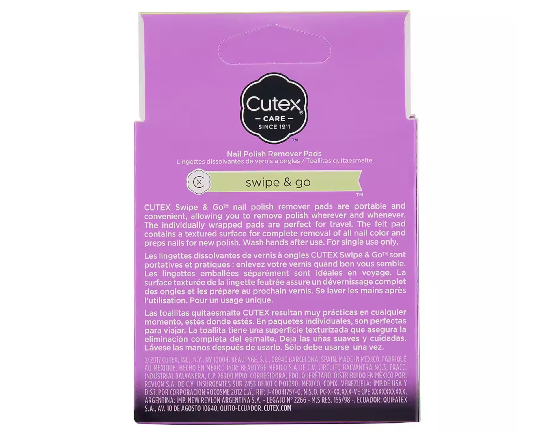 Cutex Care Nail Polish Remover Pads, Swipe and Go, 10 Count - Walmart.com