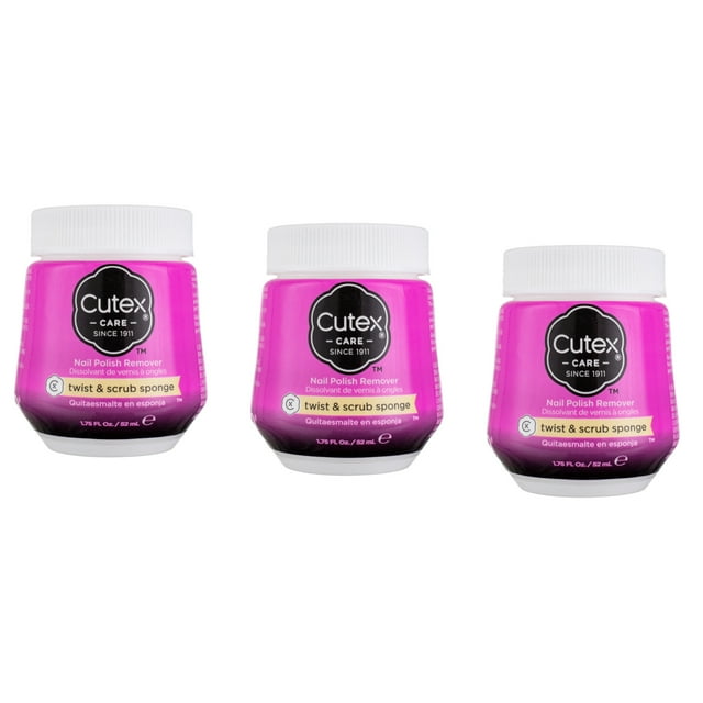 Cutex Nail Polish Remover Twist & Scrub Sponge, 1.75 Oz. - Pack of 3 ...