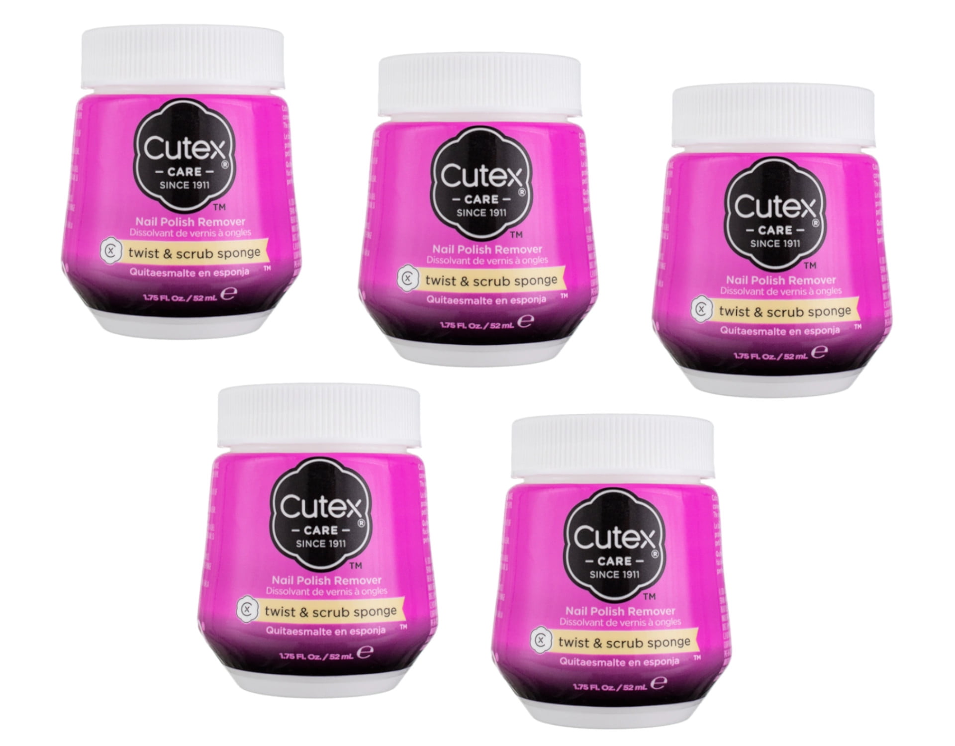 Cutex Nail Polish Remover Twist & Scrub Sponge, 1.75 Oz. - Pack of 5 ...