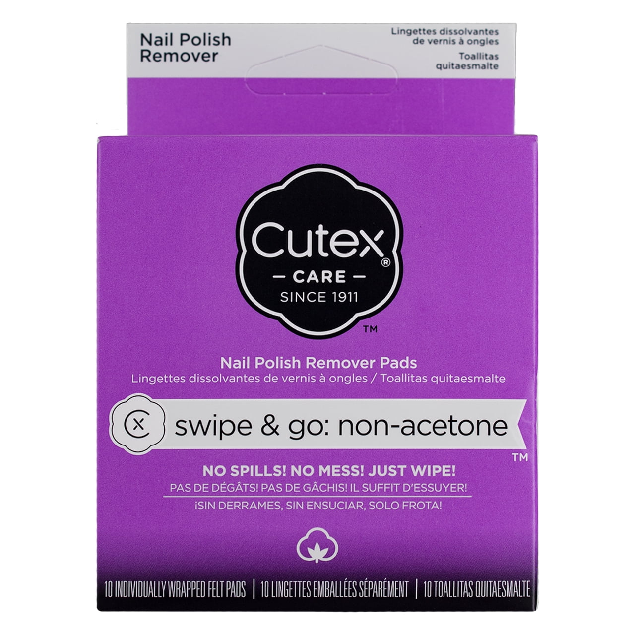 Cutex Swipe & Go Non-Acetone Nail Polish Remover Pads, 10 Ct, 8 Pack ...