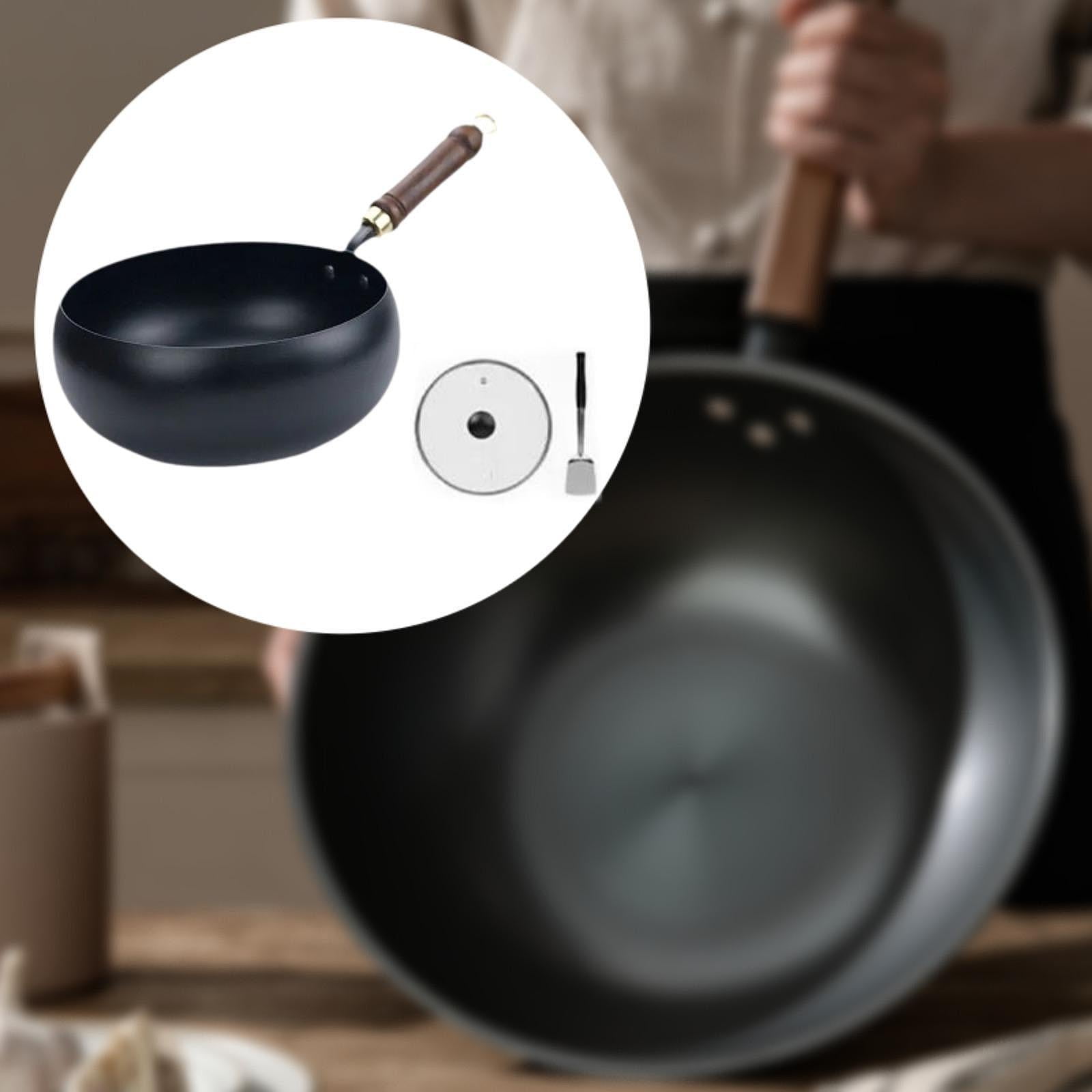 Cuticate Iron Wok Frying Pan General with Detachable Handle Boiling ...