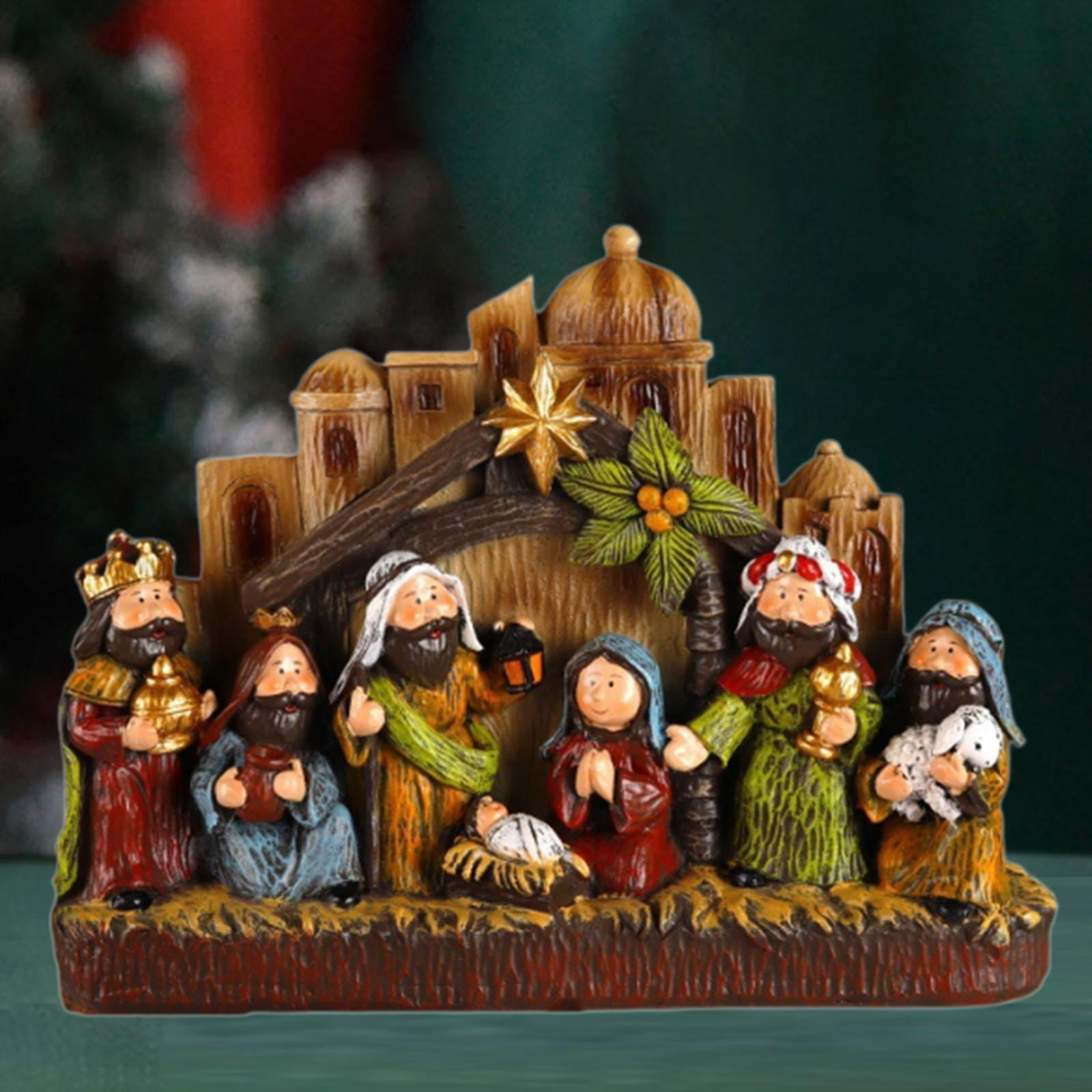 Cuticate Lighted Christmas Nativity Scene Miniature Birth of Jesus ...