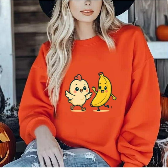Cutie Chicken Banana Funny Meme Cartoon Food Lover Sweatshirt, for men ...