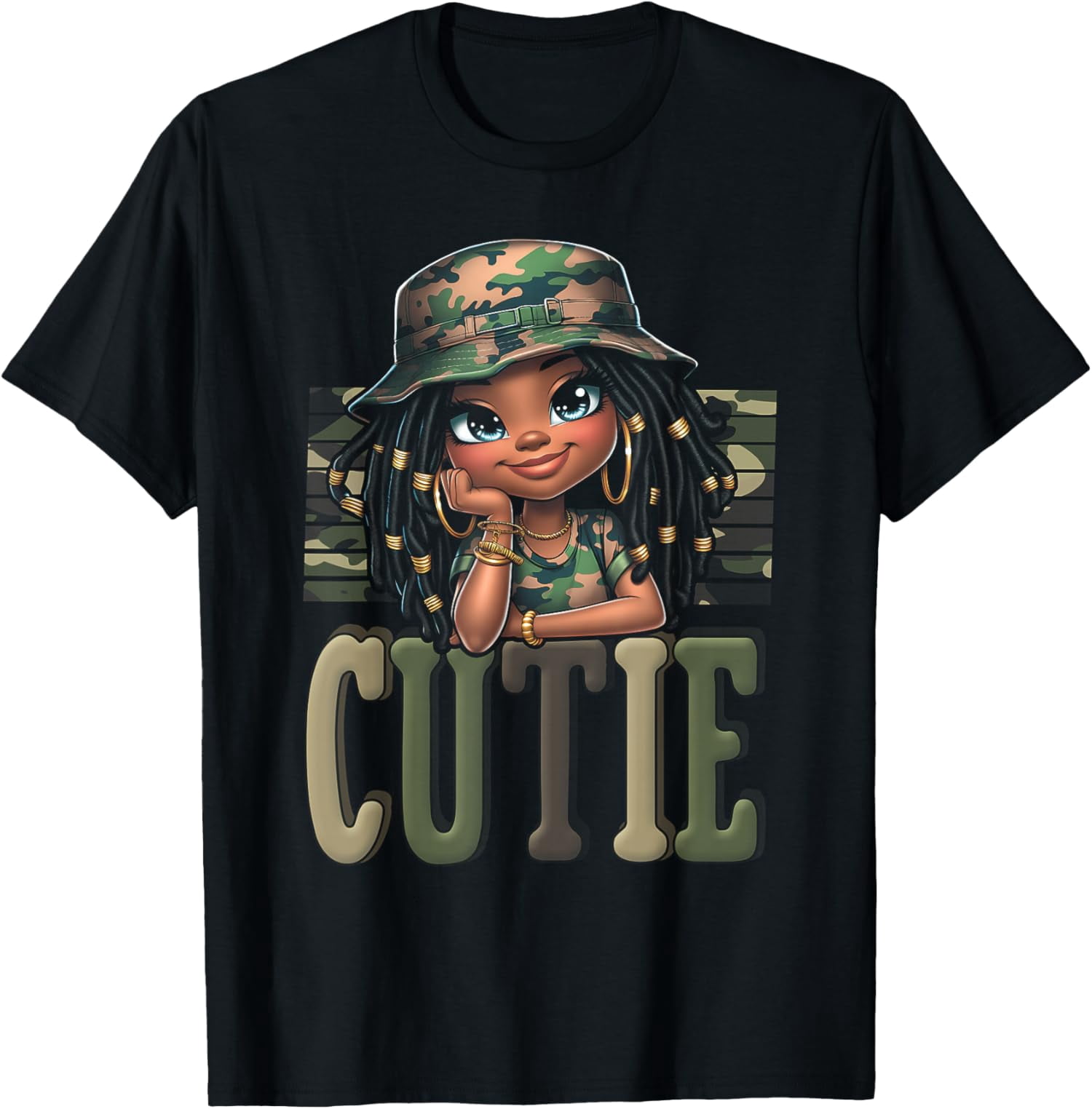 Cutie Loc'd Girl With Camo Hat Locs Black Girl Vintage Gifts Lover ...