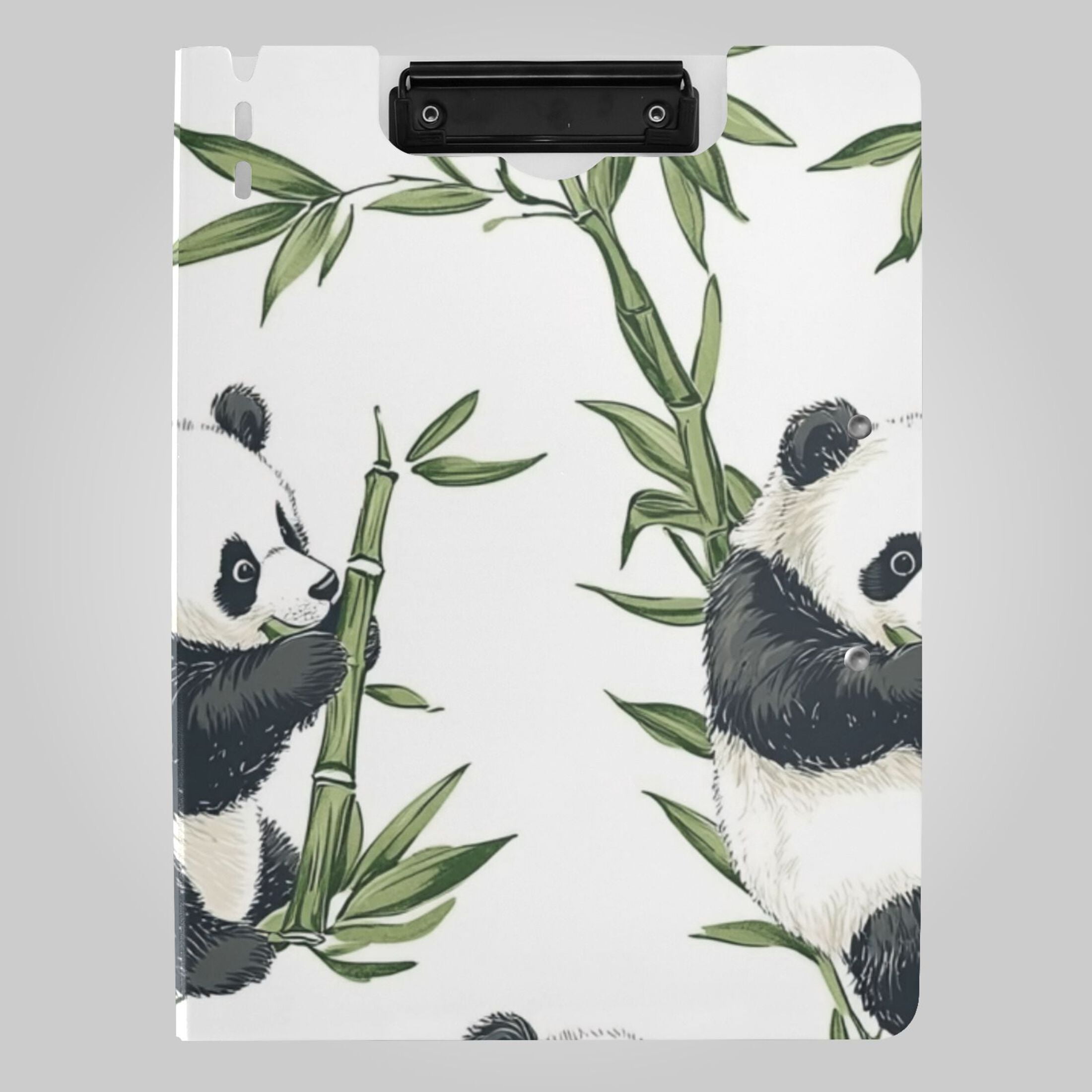 Cutie Pandas Eating The Leaves Foldable Binder Folder Clipboard with Pen Slot Double Clips A4 ...