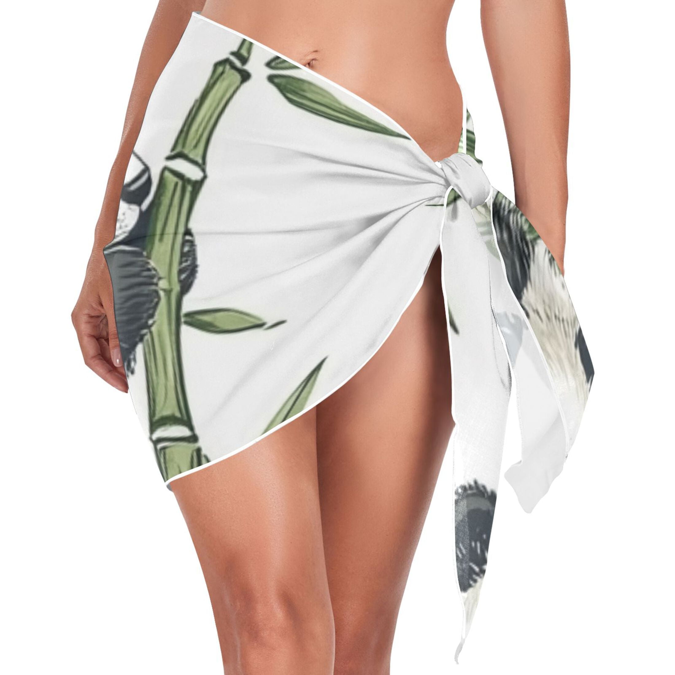 Cutie Pandas Eating The Leaves Women's Bikini Sarong Wraps Swimsuit Coverups Beach Skirt Beach ...