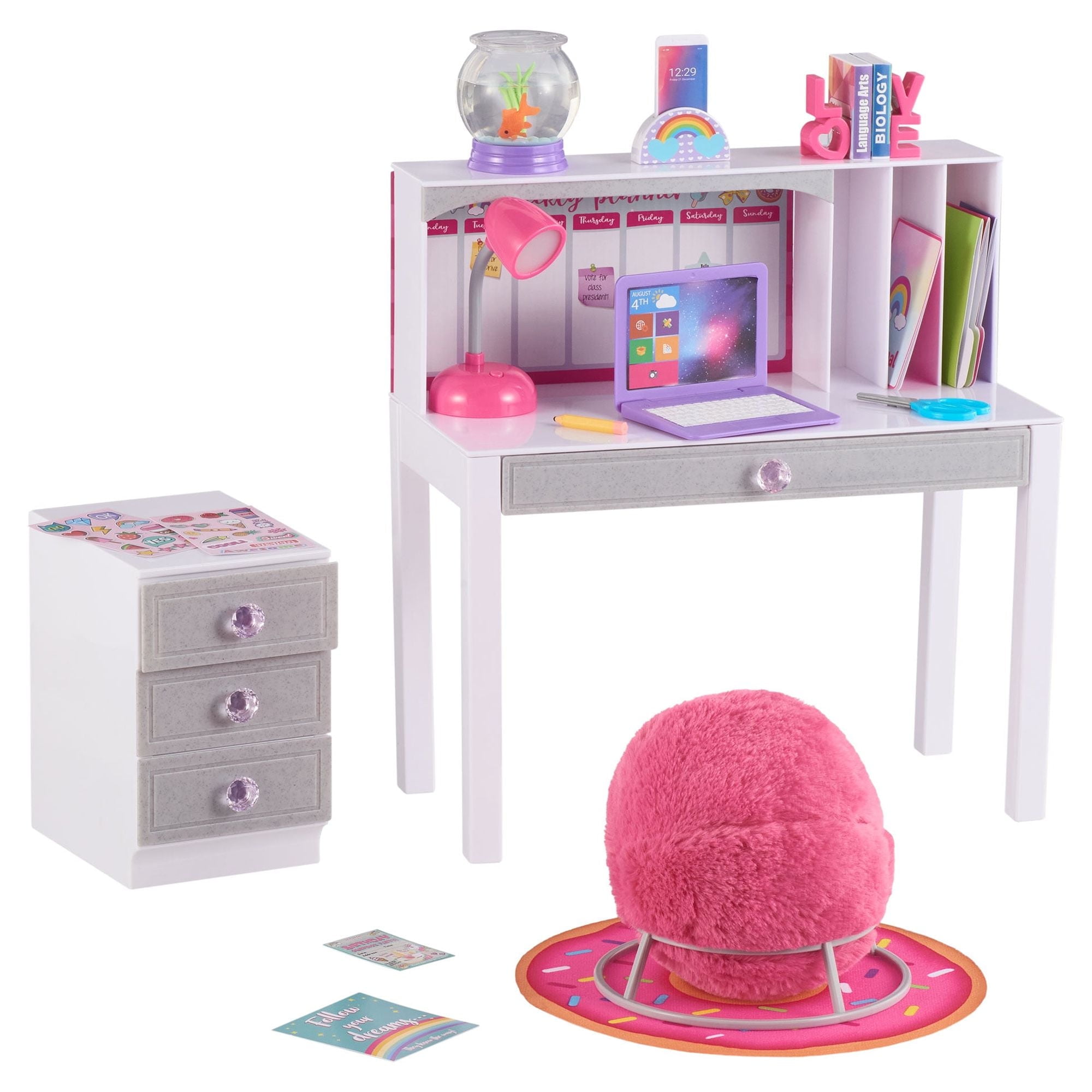 CutieCube Dollz Plastic Modular Desk Play Set for 18” Dolls - White ...