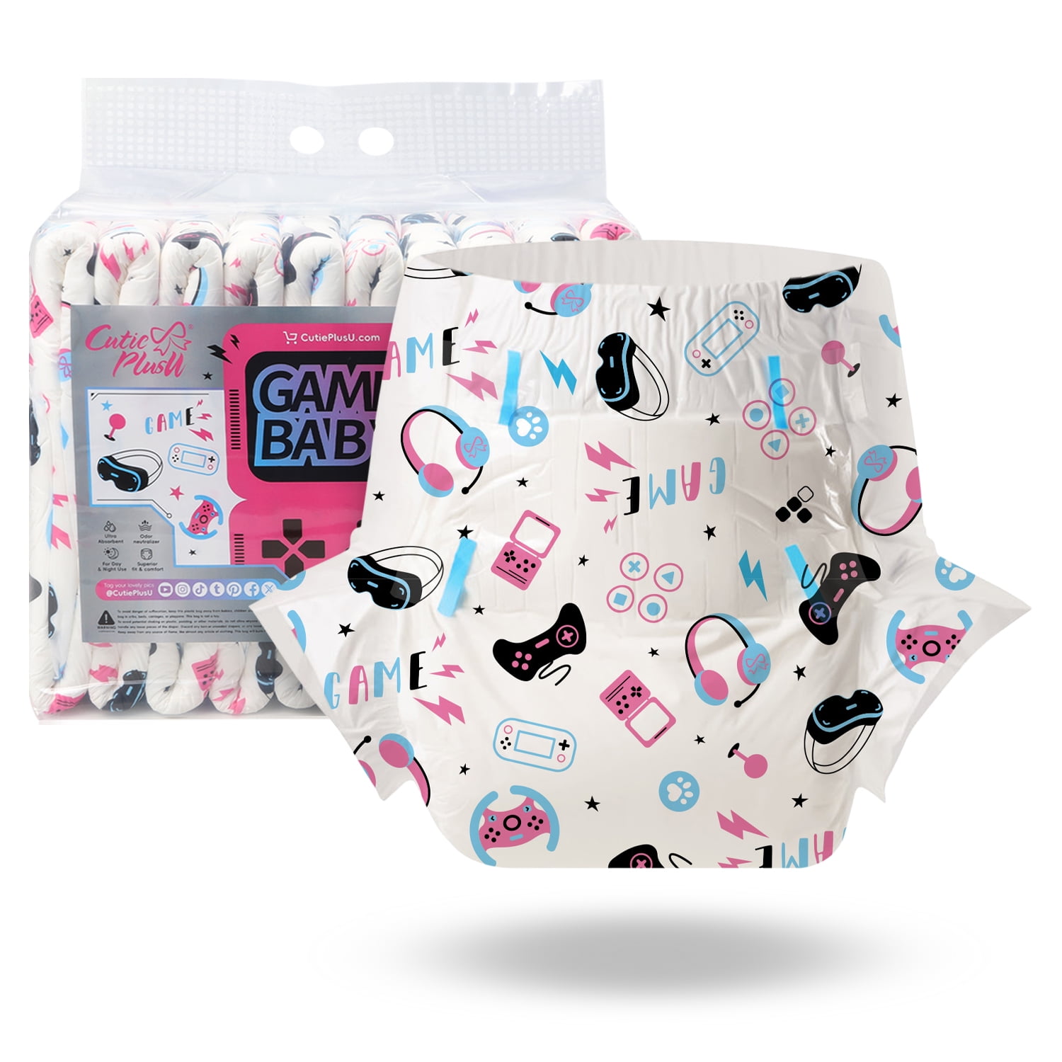CutiePlusU Adult Diapers 10 Pieces, Game Baby Disposable Incontinence ...